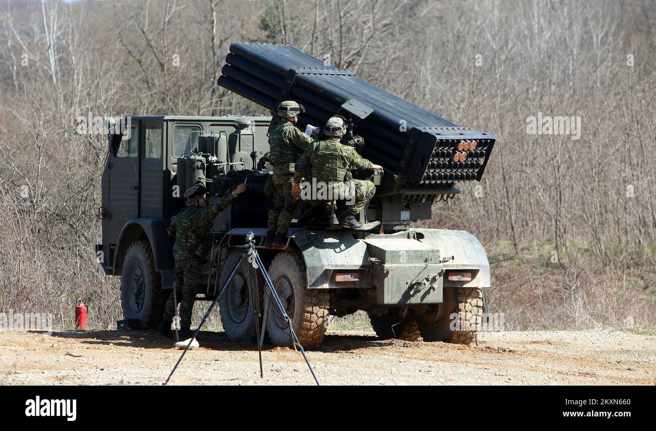 Croatian soldiers prepare armored vehicles during a military exercise ...