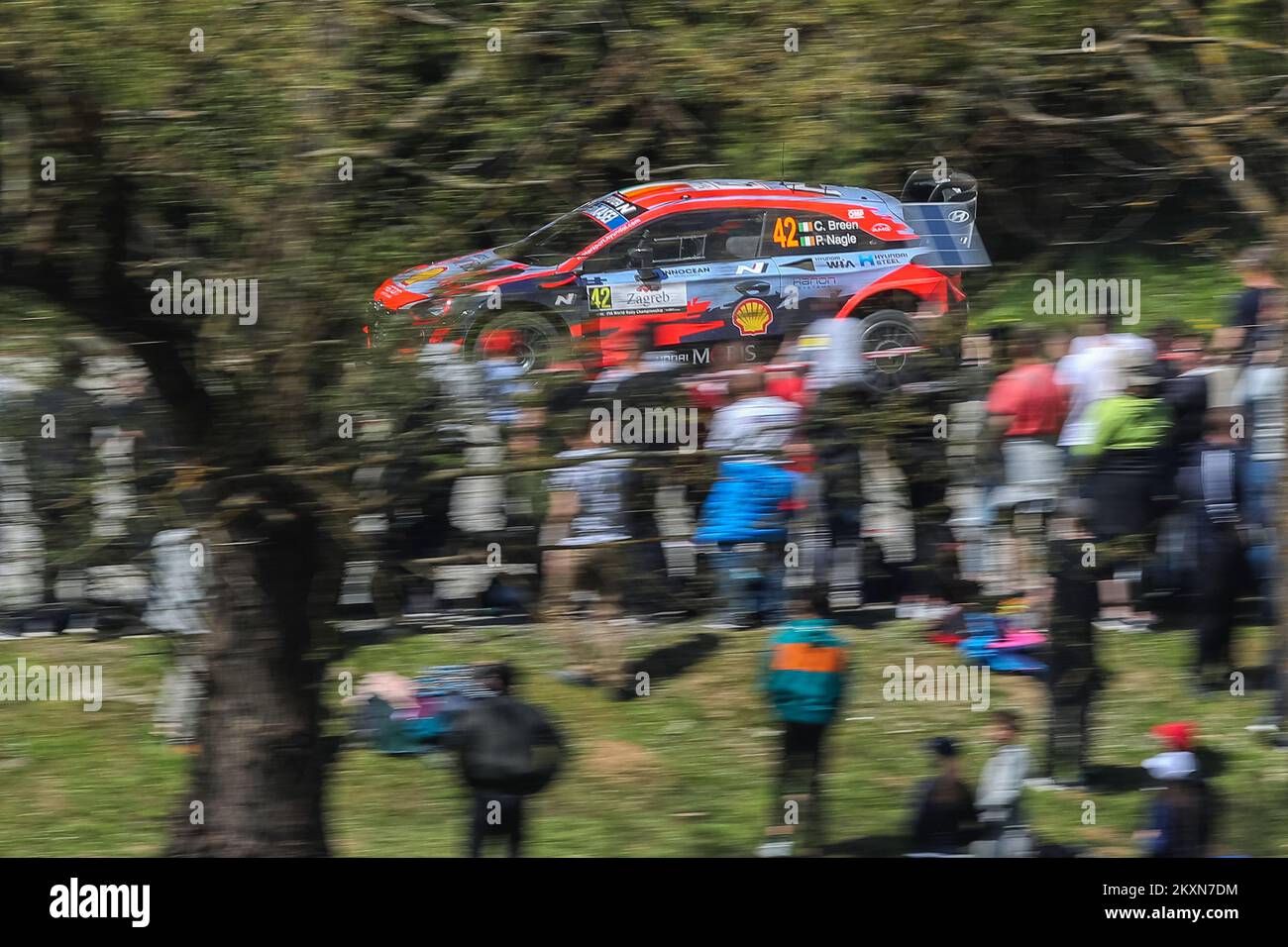 Craig Breen and Paul Nagle of Ireland compete with their Hyundai Shell ...
