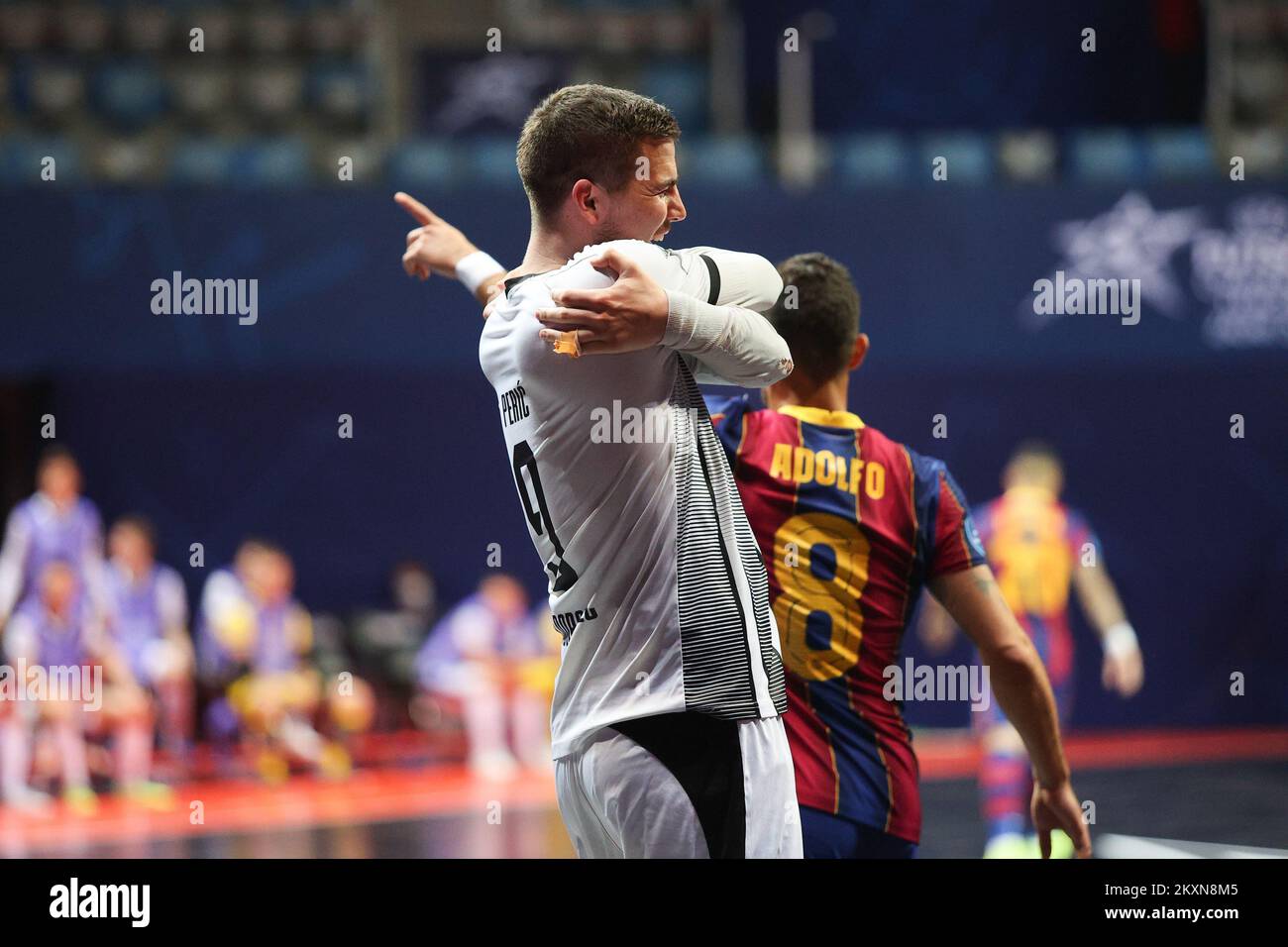 ZADAR, CROATIA - APRIL 28: Luka Peric of Dobovec reacts during the UEFA ...