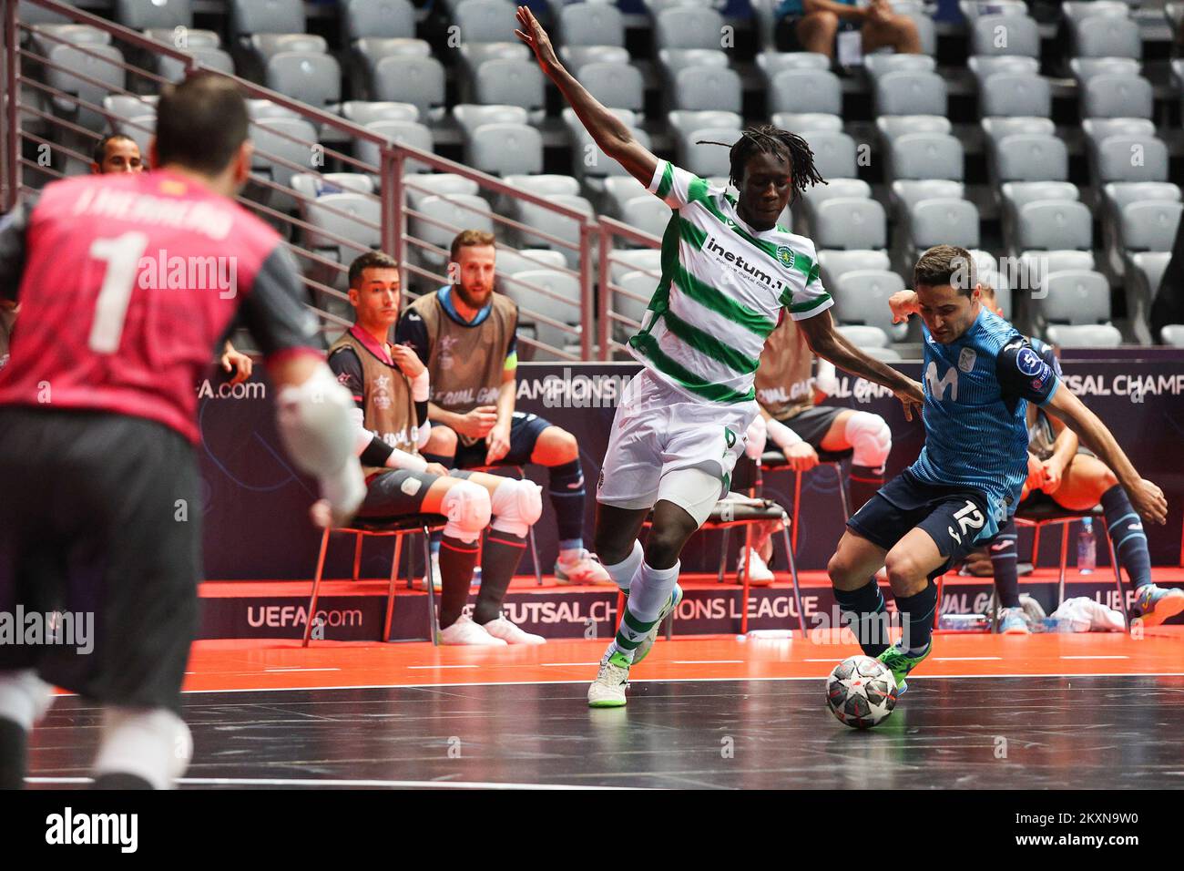 ZADAR, CROATIA - MAY 01:Zicky Te of Sporting CPin action against Borja ...