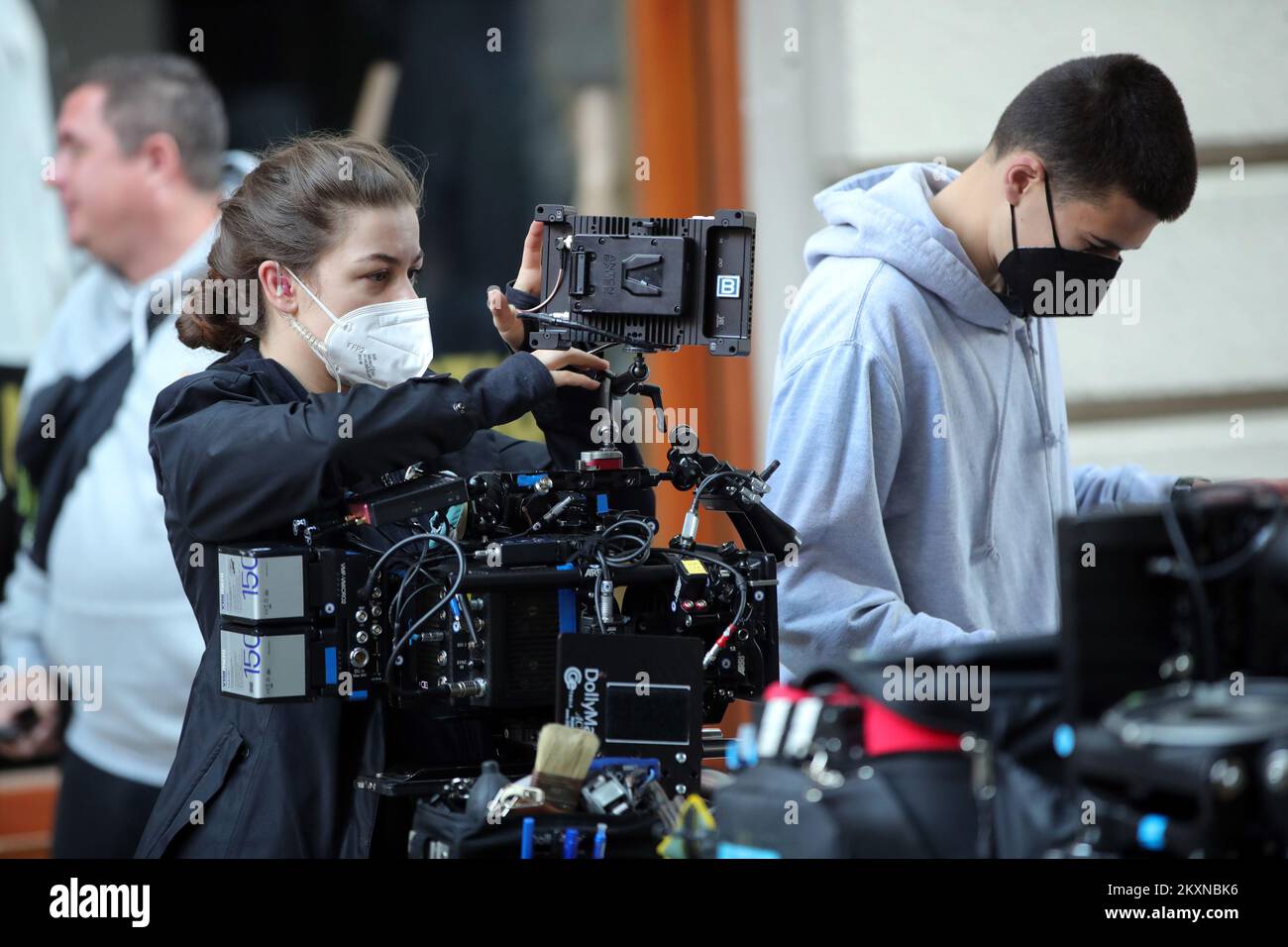 Preparation in the city center of Zagreb for shooting of British spy ...