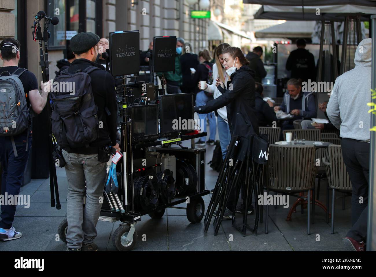 Preparation in the city center of Zagreb for shooting of British spy ...