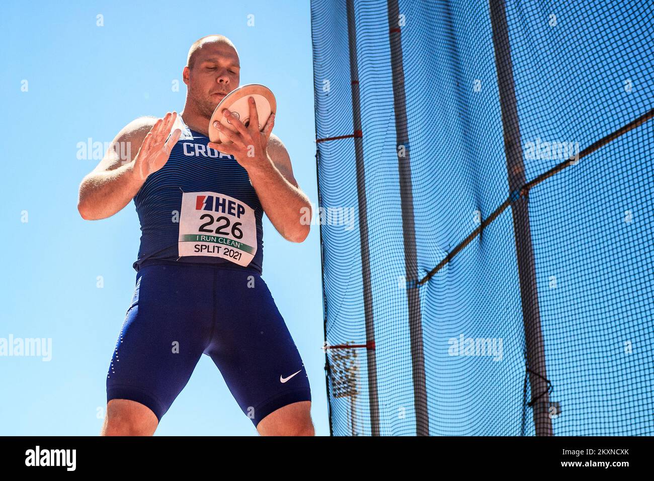 SPLIT, CROATIA - MAY 09: Martin Markovic of Croatia competes in discus ...