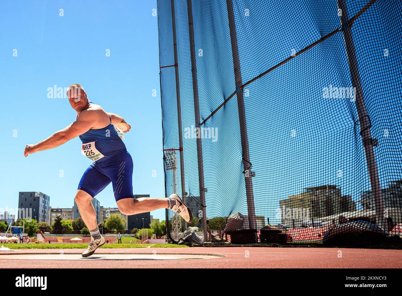SPLIT, CROATIA - MAY 09: Martin Markovic of Croatia competes in discus ...