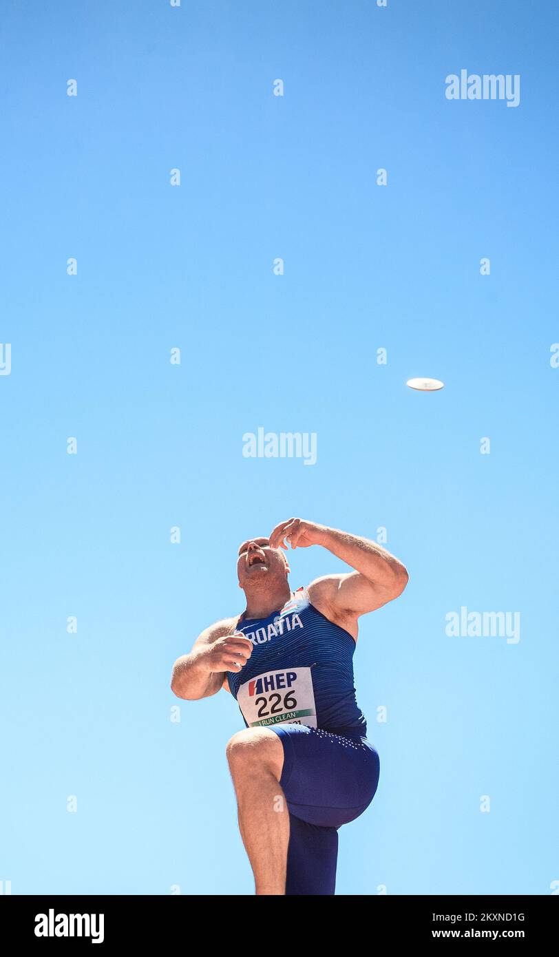 SPLIT, CROATIA - MAY 09: Martin Markovic of Croatia competes in discus ...