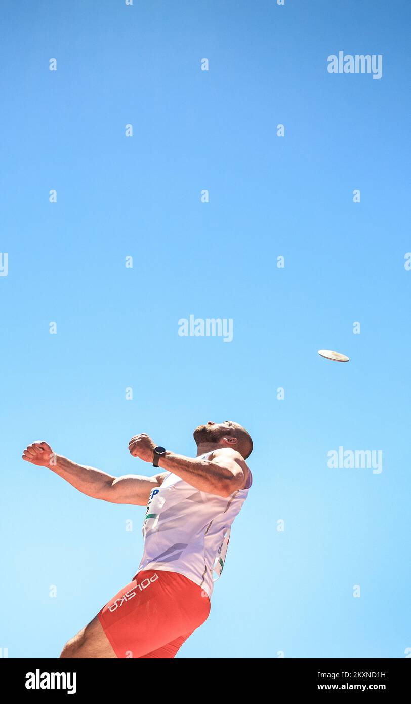 SPLIT, CROATIA - MAY 09: Bartlomiej Stoj of Poland competes in discus ...