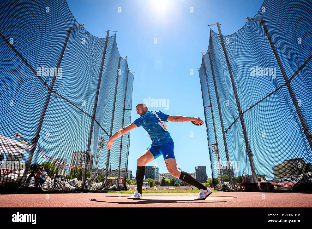 SPLIT, CROATIA - MAY 09: Nazzareno Di Marco of Italy competes in discus ...