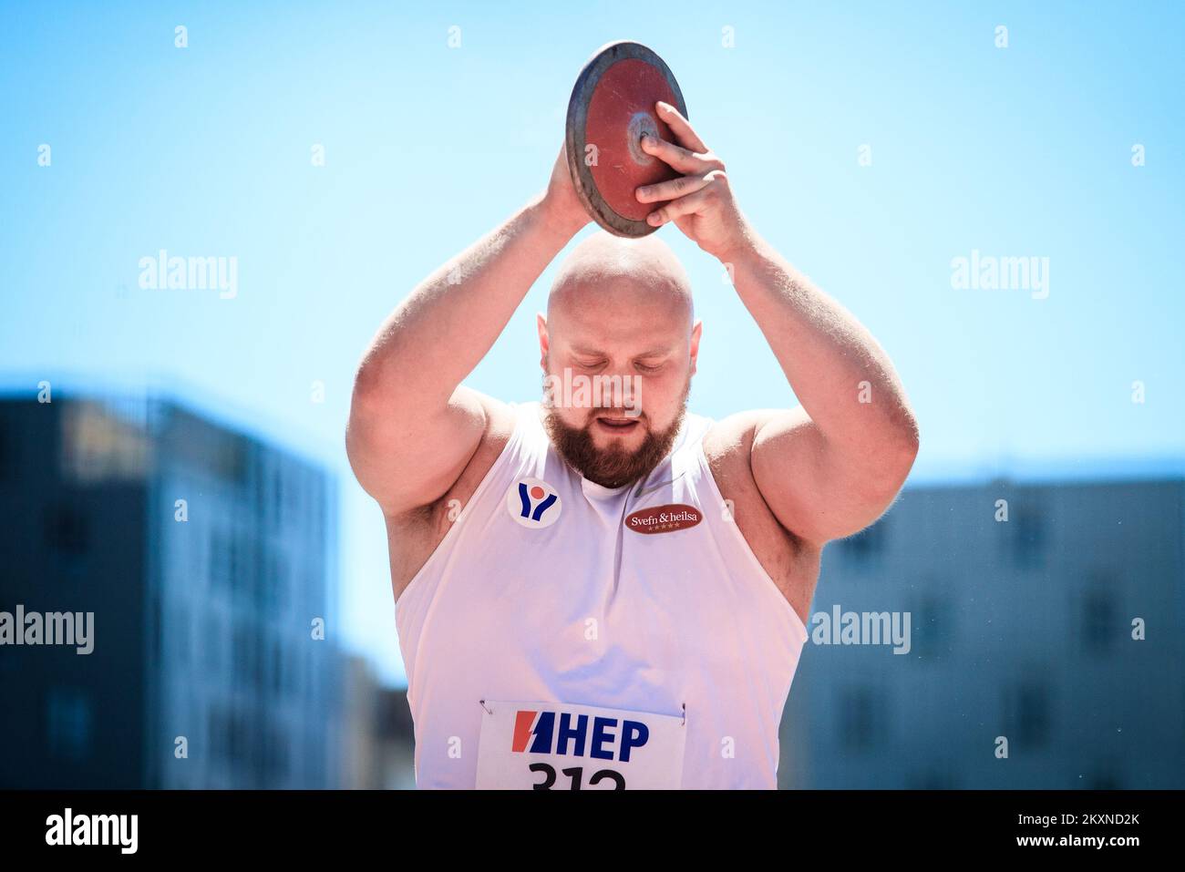 SPLIT, CROATIA - MAY 09: Gudni Valur Gudnason of Iceland competes in ...