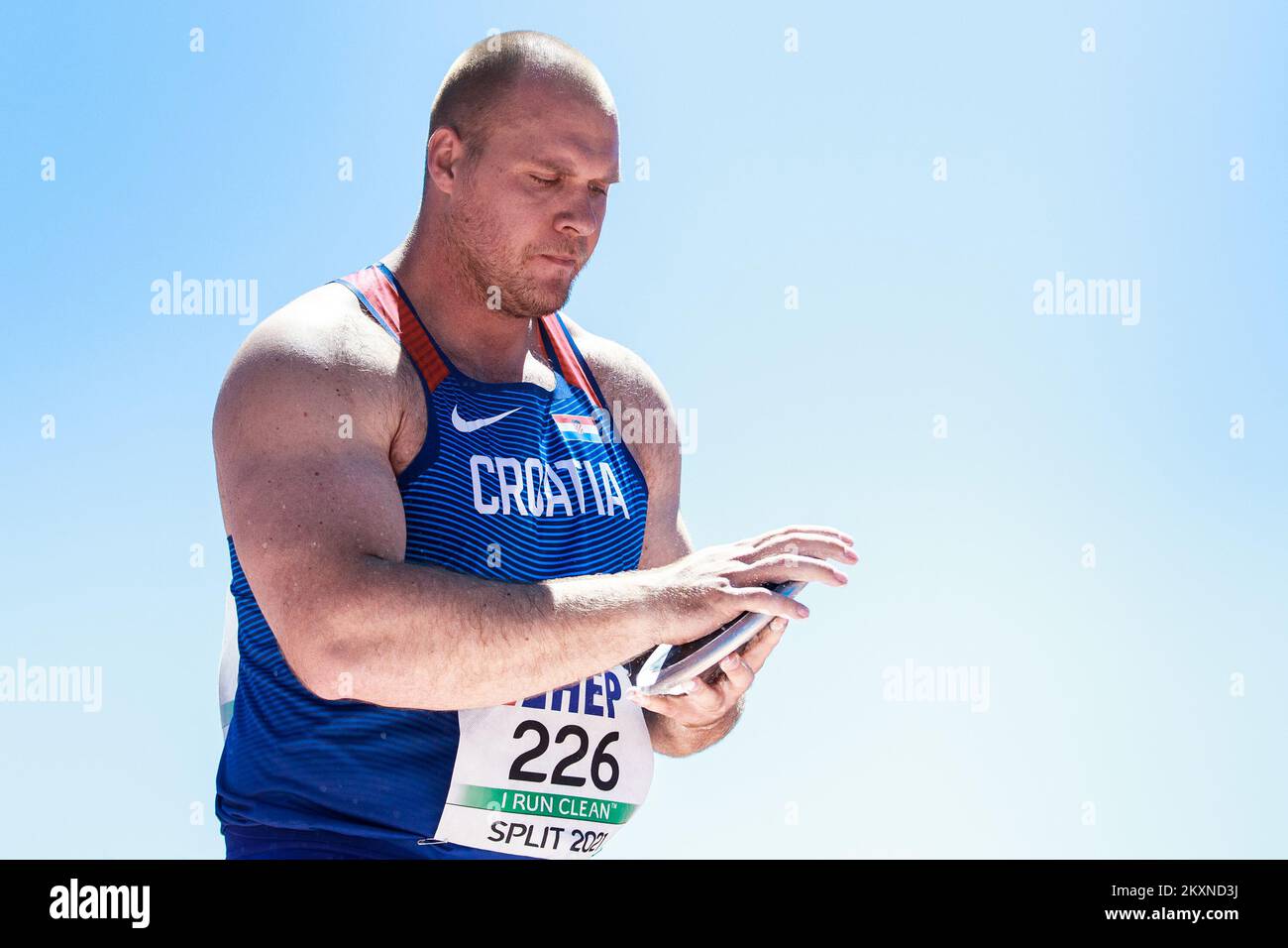 SPLIT, CROATIA - MAY 09: Martin Markovic of Croatia competes in discus ...