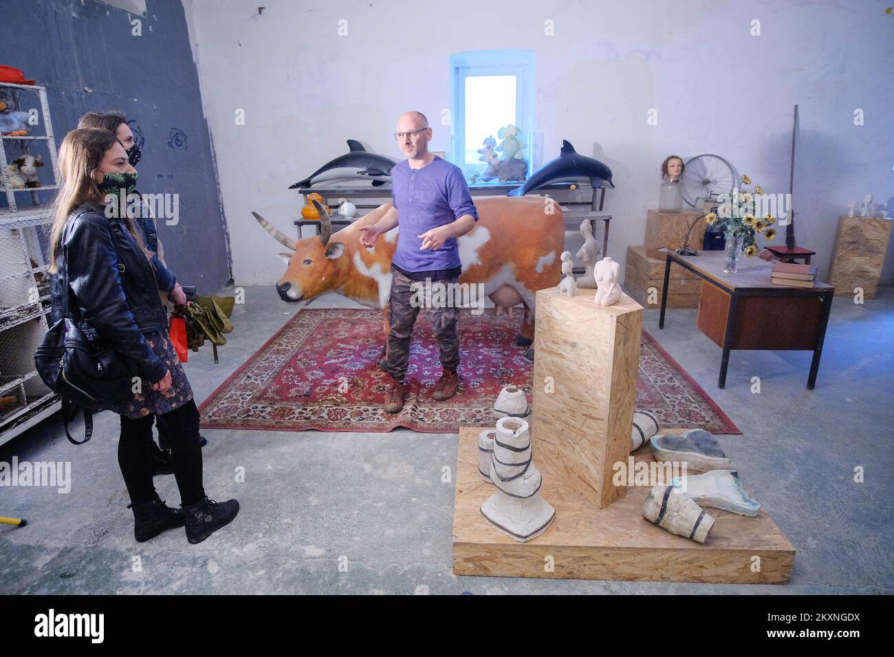 People visit the World's Smallest Museum, in Zagreb, Croatia, on May 18 ...