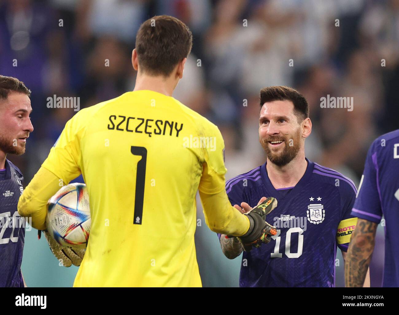 Doha, Qatar. 30th Nov, 2022. Lionel Messi (R) of Argentina claps hands ...