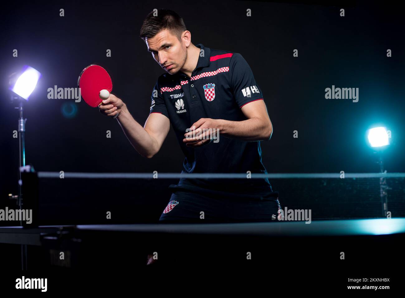 Croatian table tennis team member Tomislav Frane Kojic, with the ...
