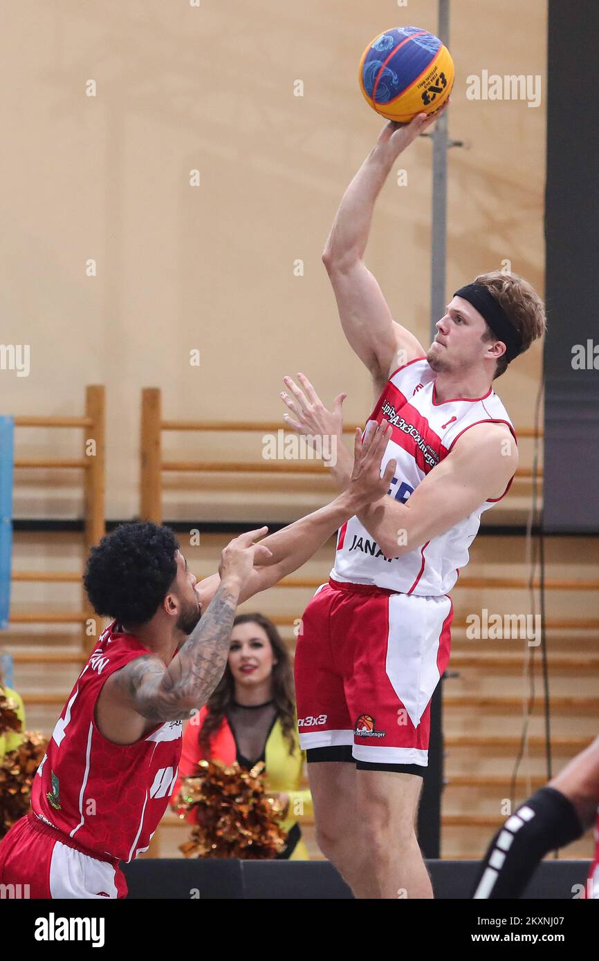Thibaut Vervoort of Antwerp in action against Jorge Matos of San Juan ...