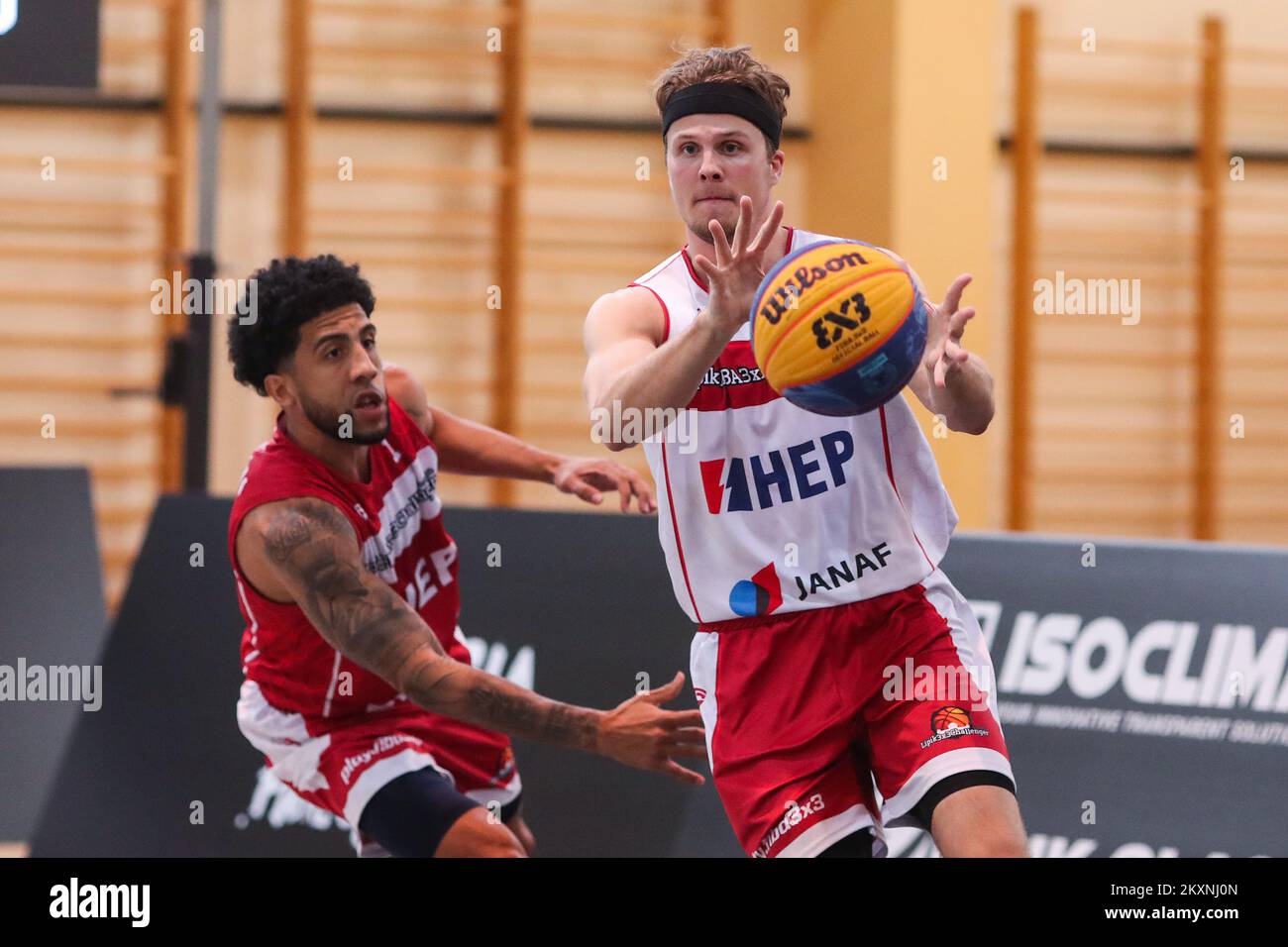 Thibaut Vervoort of Antwerp in action against Jorge Matos of San Juan ...
