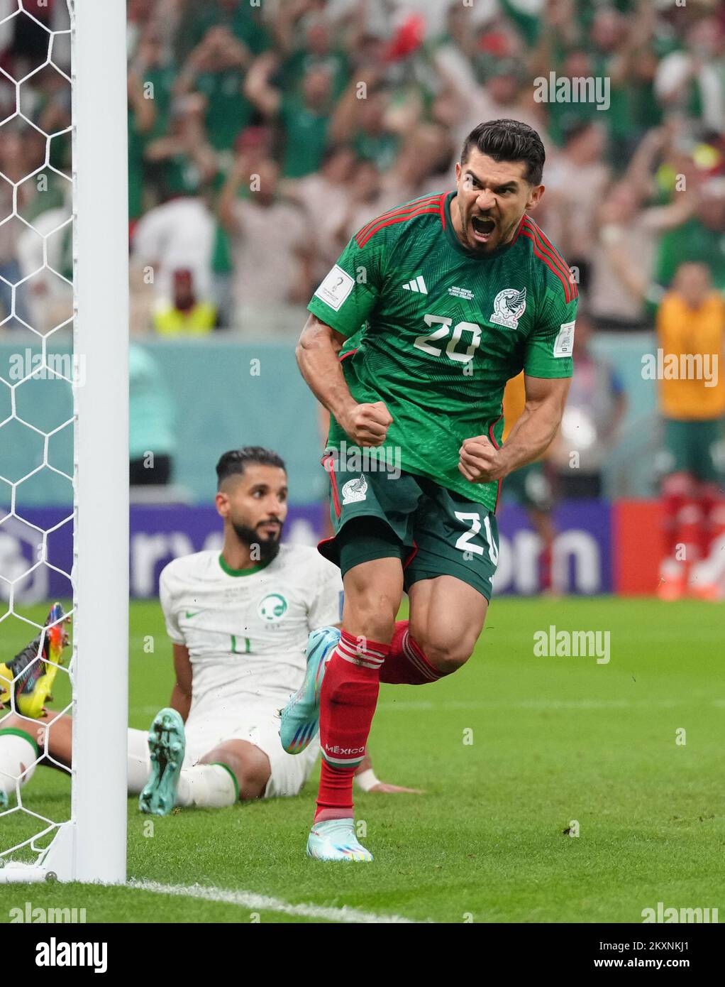 Mexico's Henry Martin celebrates scoring their side's first goal of the ...