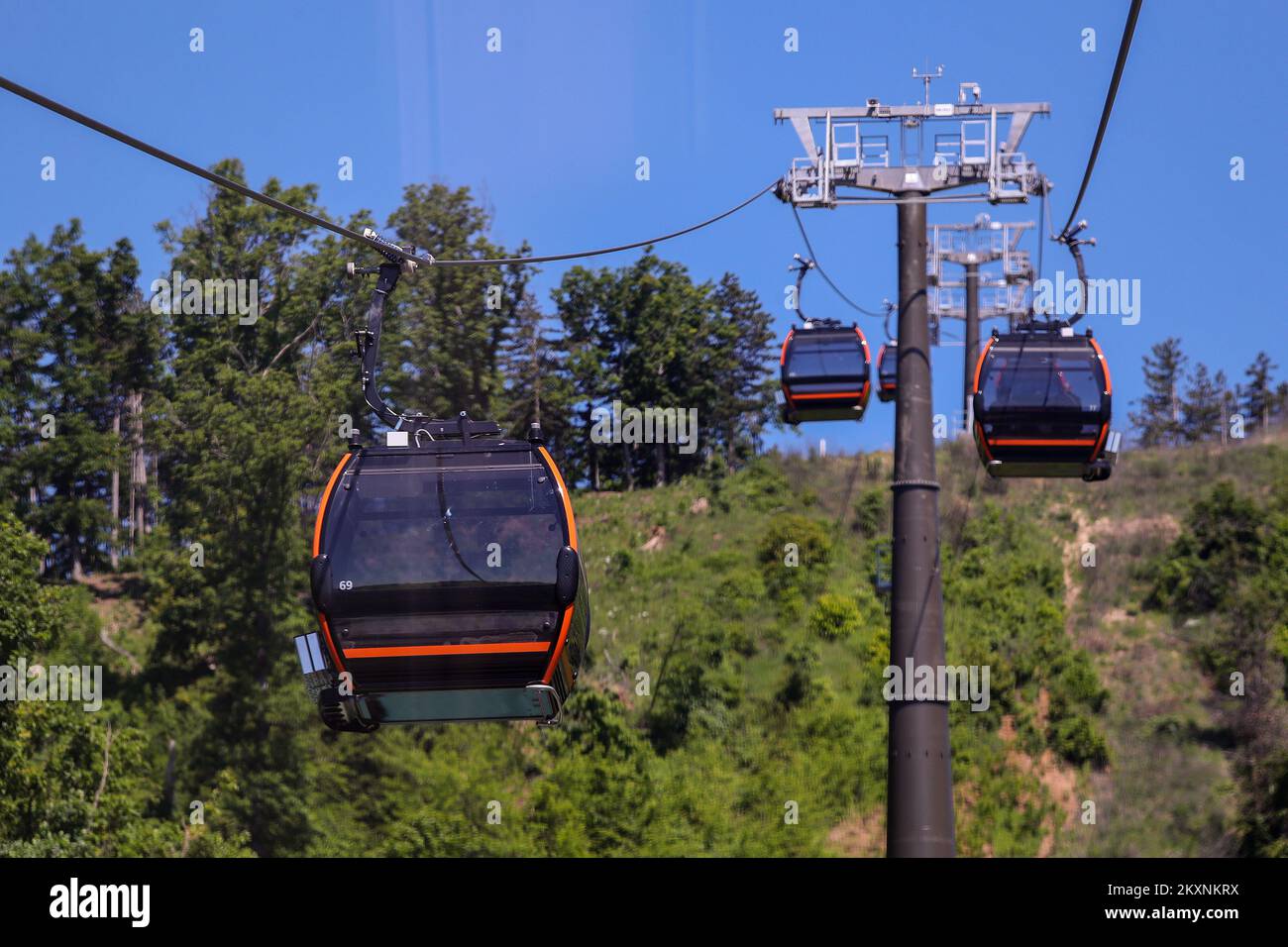 The new cable car is pictured in Zagreb, Croatia on May 26, 2021. The ...