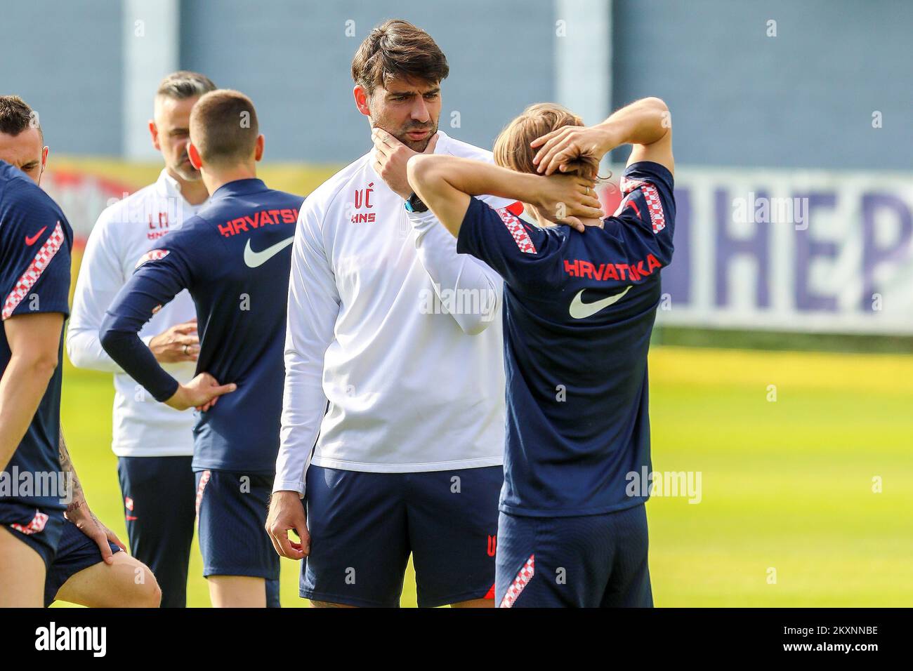Vedran Corluka and Luka Modric during a Croatia national team training ...