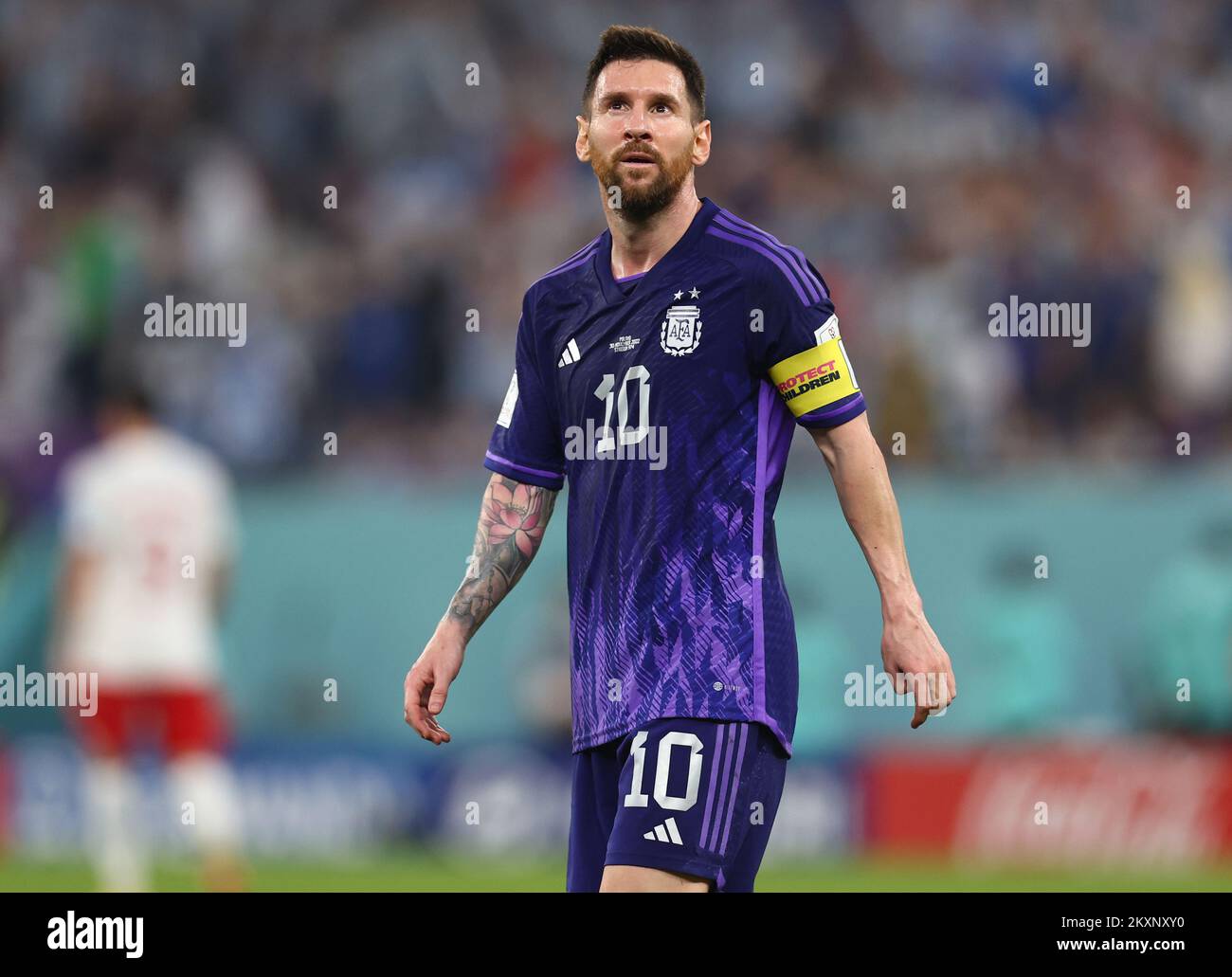 Doha, Qatar. 30th Nov, 2022. Lionel Messi of Argentina reacts to a ...