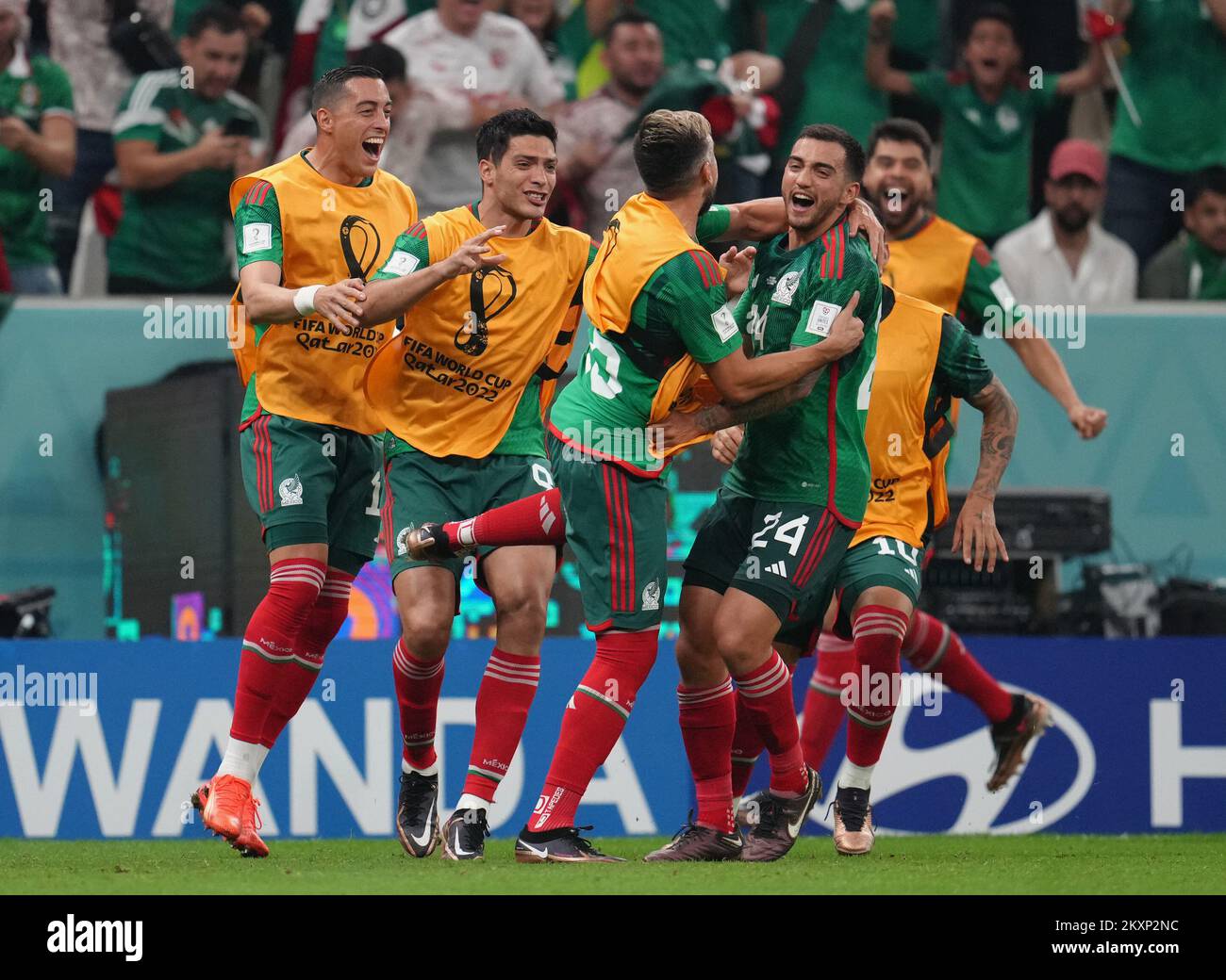 Mexico's Luis Chavez (right) celebrates scoring their side's second ...