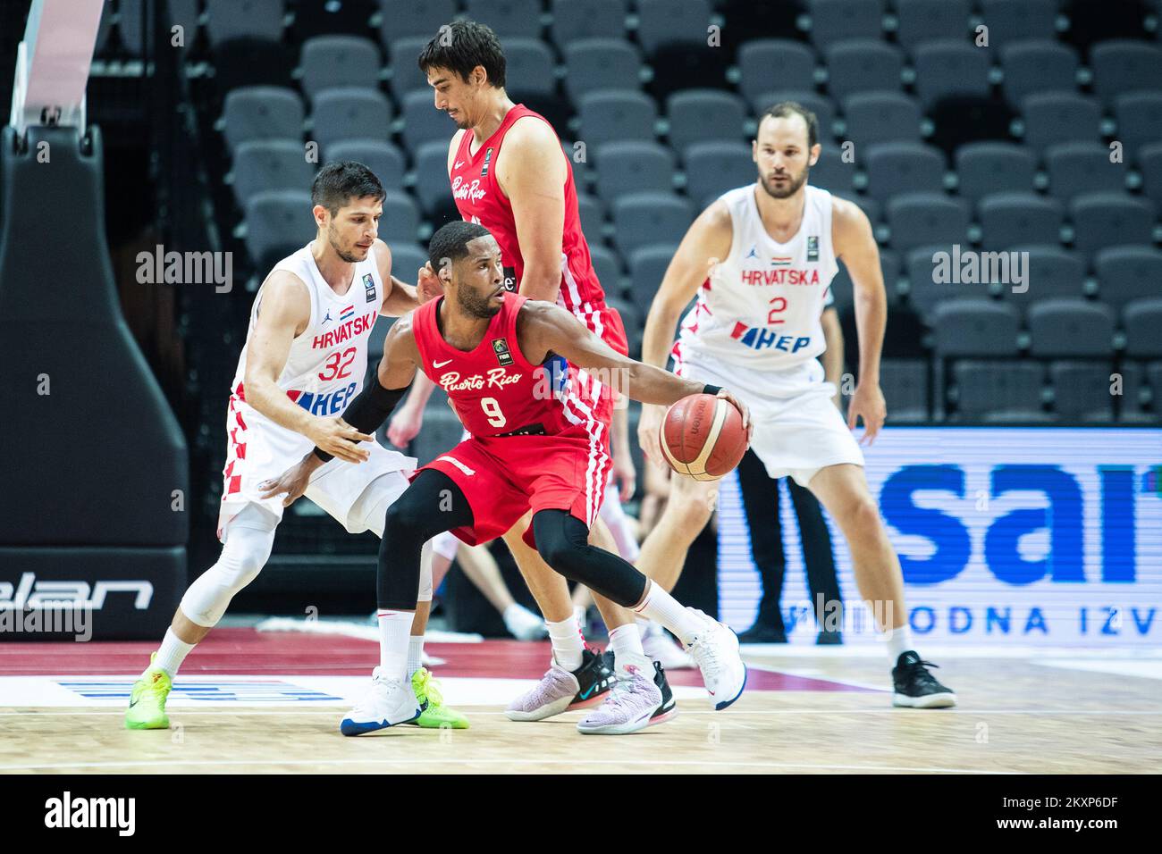 Roko Rogic of Croatia and Gary Browne Ramirez of Puerto Rico during ...