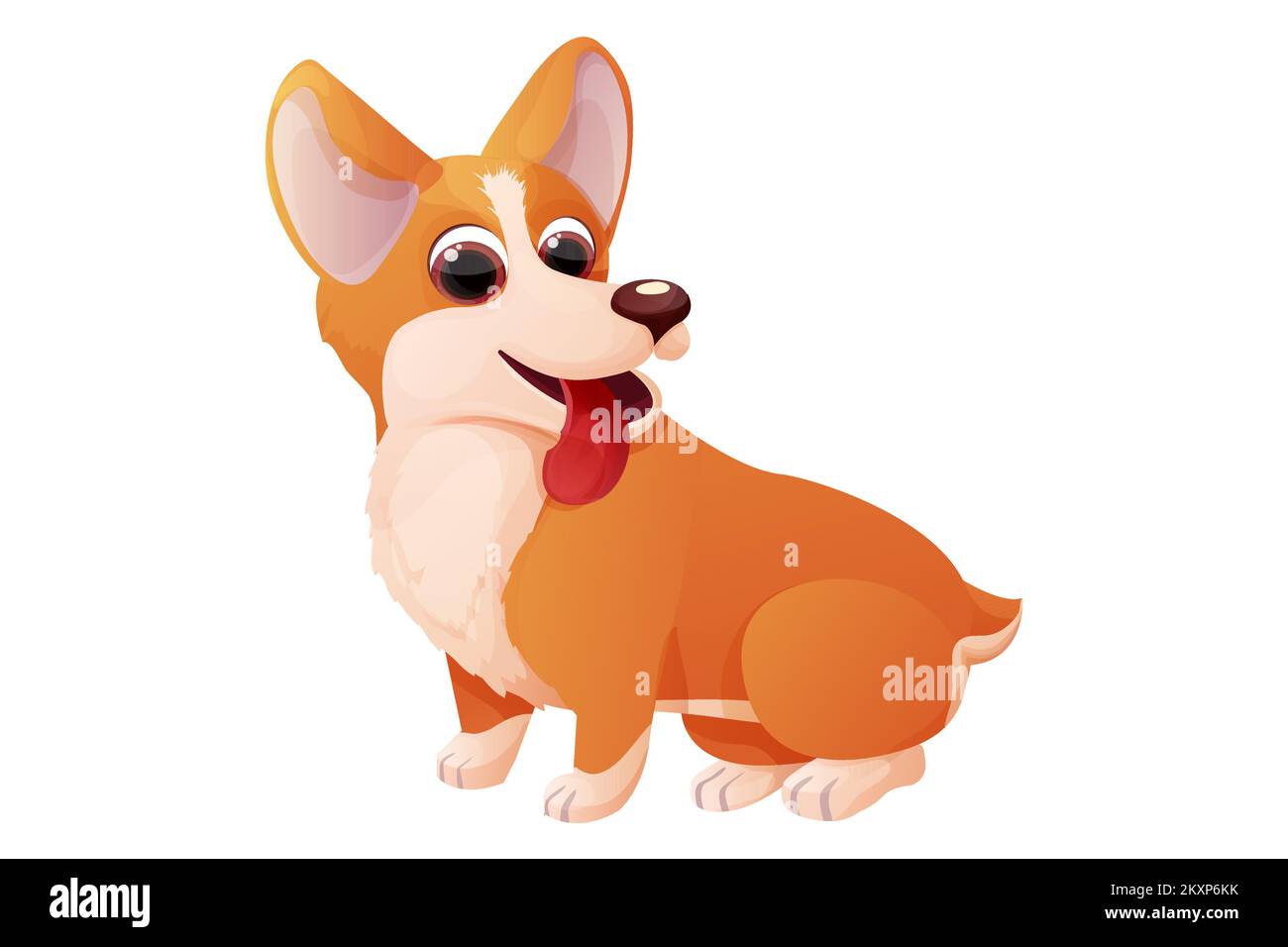 Cute corgi dog sitting, adorable pet in cartoon style isolated on white ...