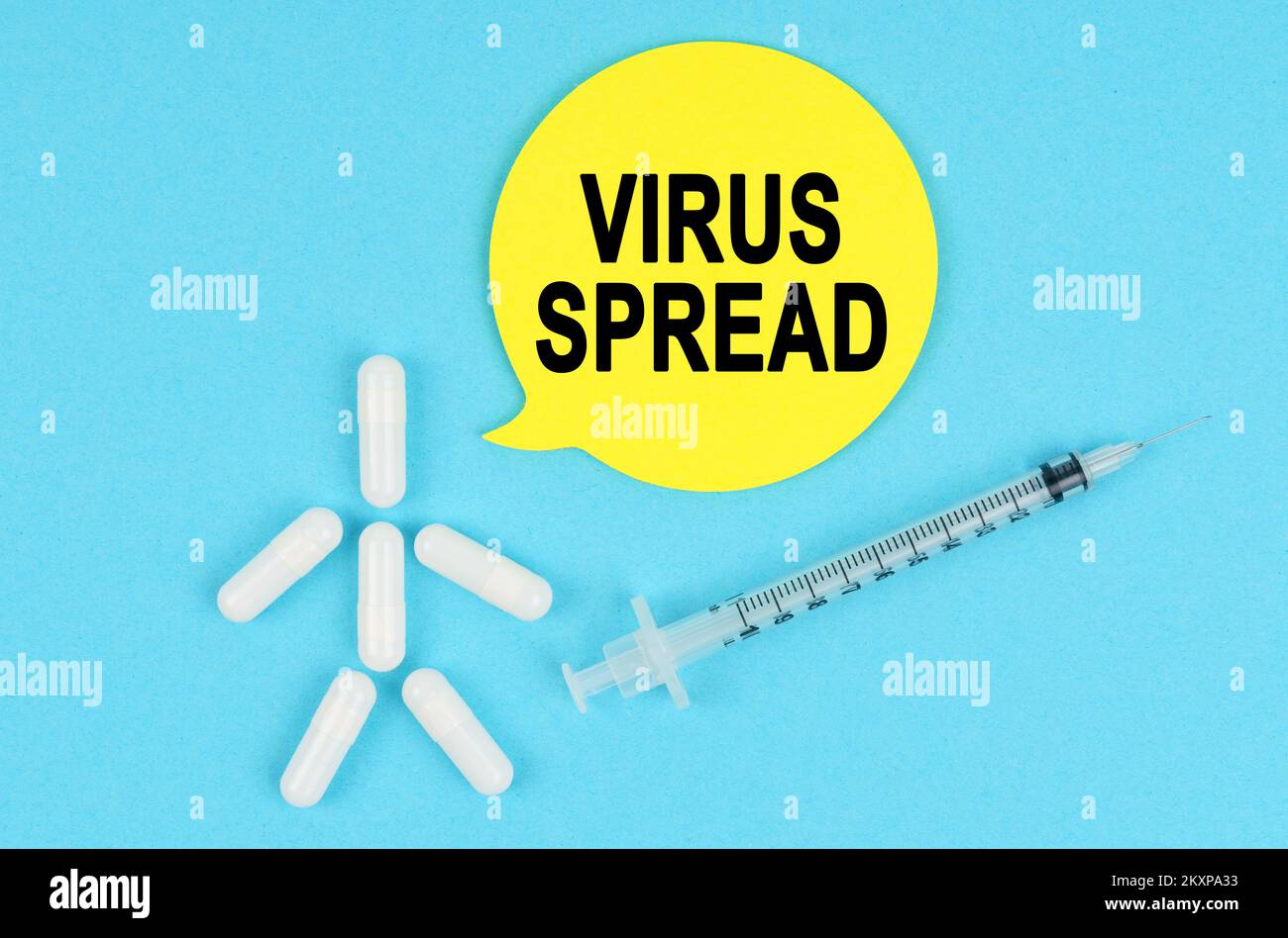 Medicine and health concept. Syringe, human figure made of pills and ...