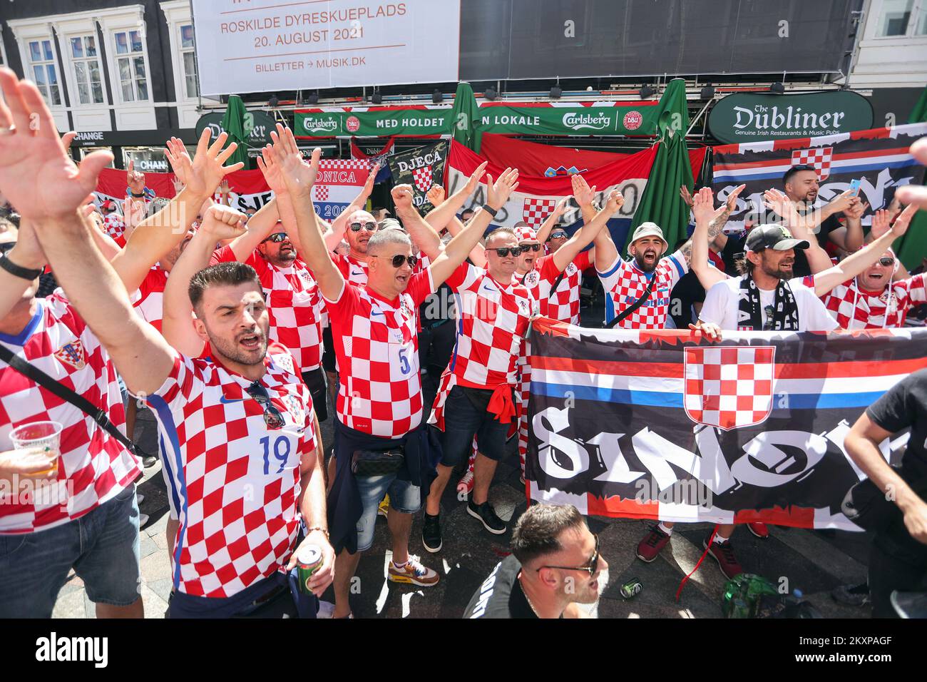 Croatian fans are seen in Copenhagen, Denmark on June 28, 2021. before ...