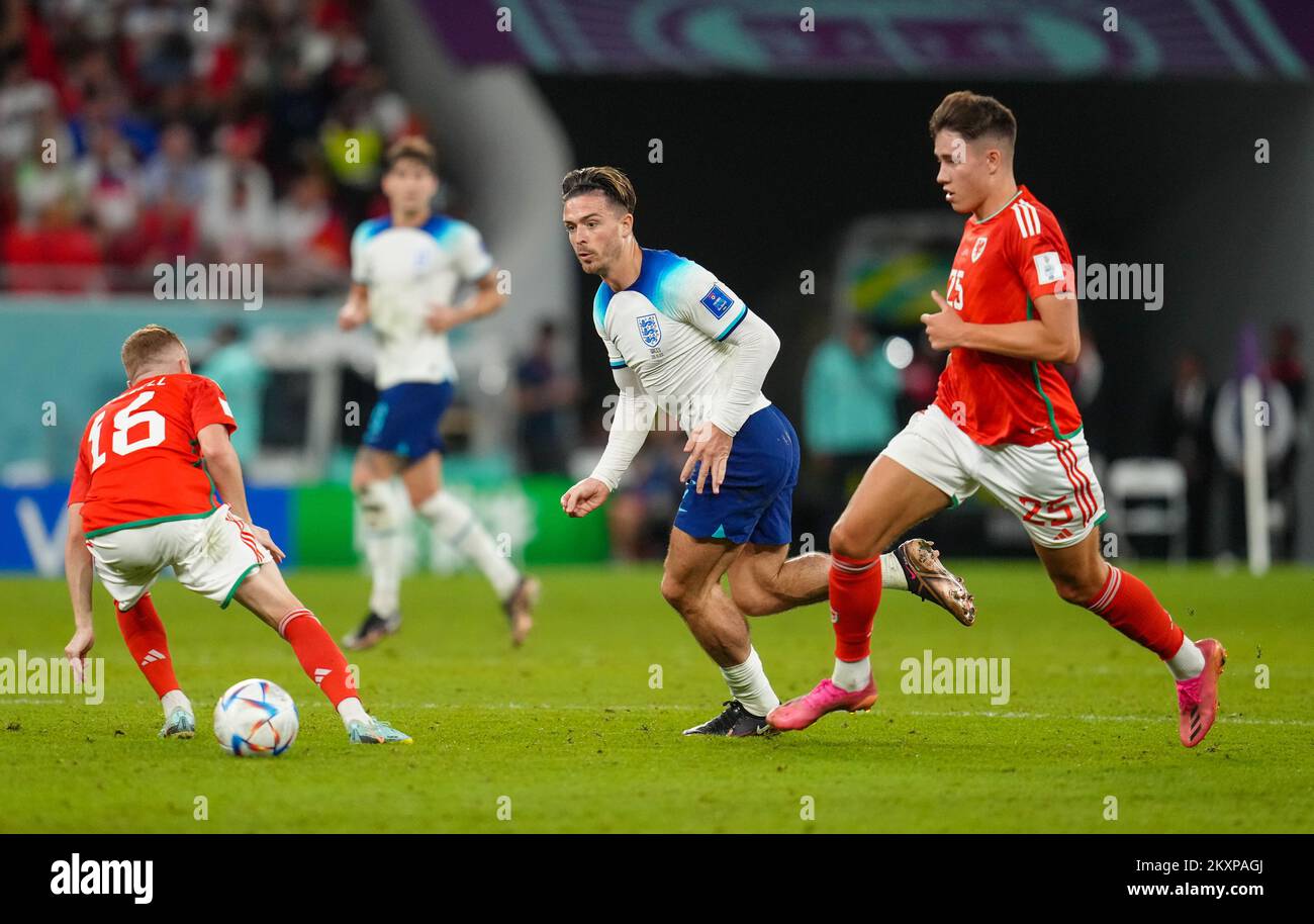 England's Jack Grealish gets away from Wales' Joe Morrell and Rubin ...