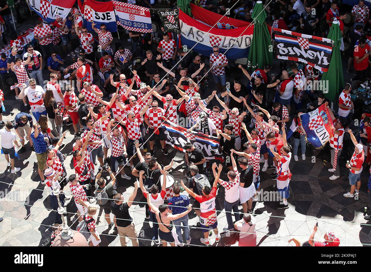 Croatian fans are seen in Copenhagen, Denmark on June 28, 2021. before ...