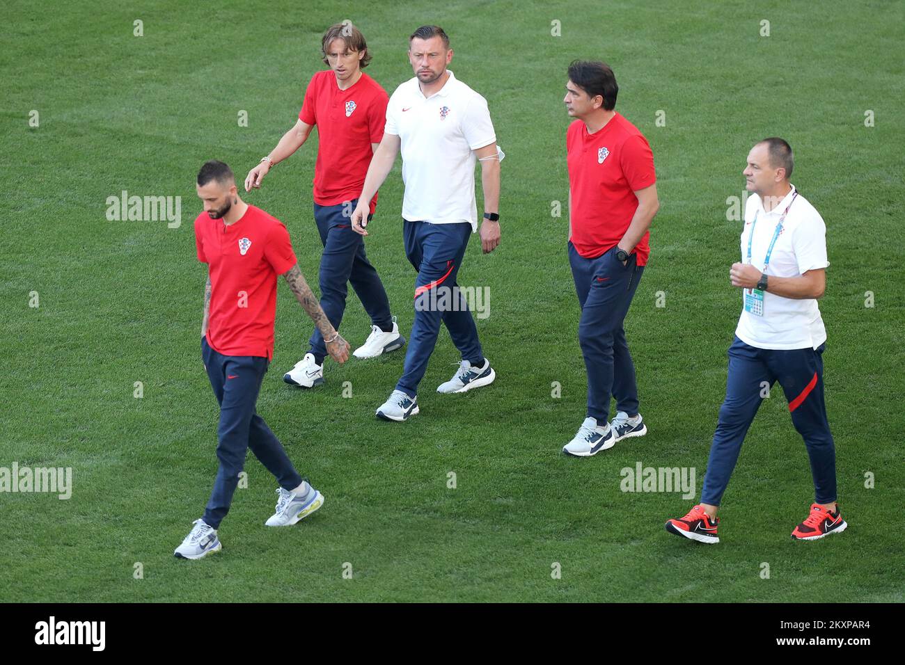 COPENHAGEN, DENMARK - JUNE 28: Luka Modric, Ivica Olic and Zlatko Dalic ...