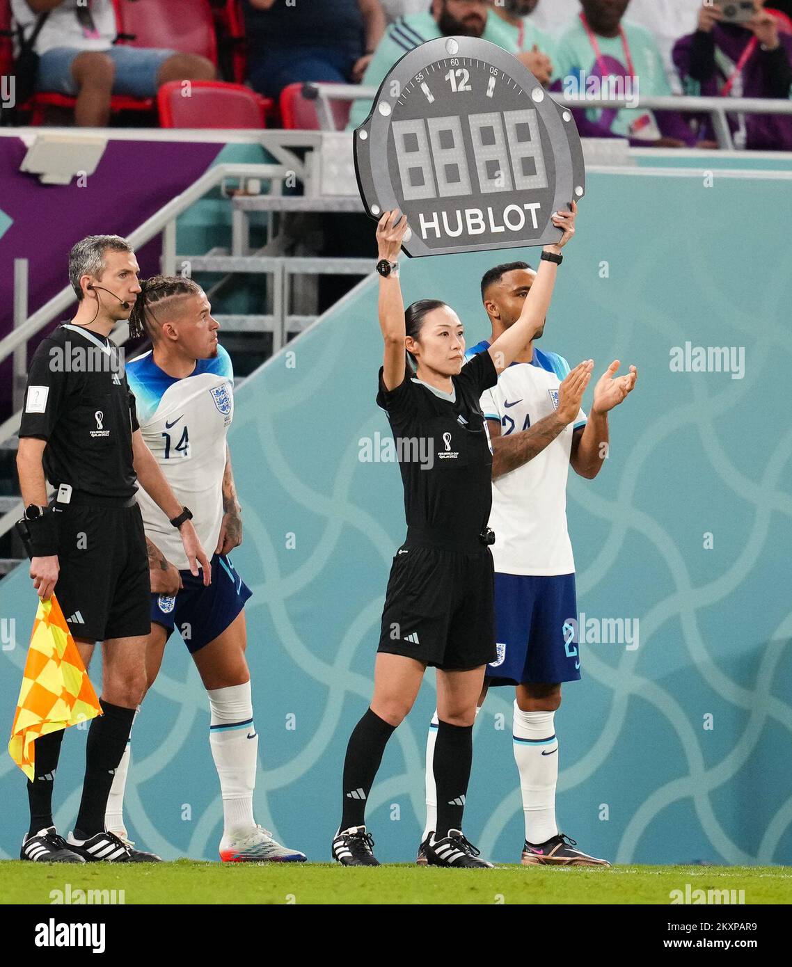 Yoshimi Yamashita, fourth official signals a substitution during the ...