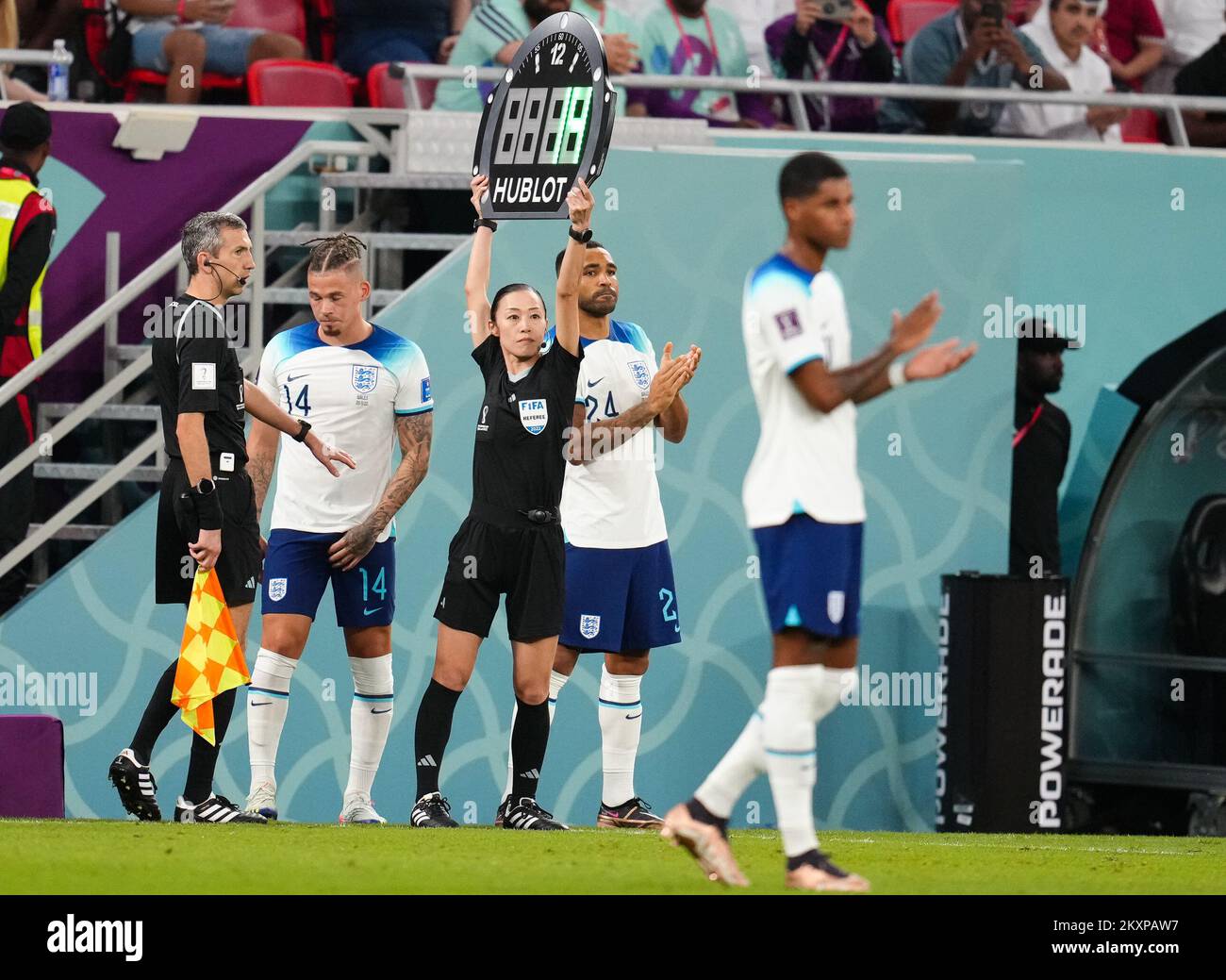 Yoshimi Yamashita, fourth official signals a substitution during the ...