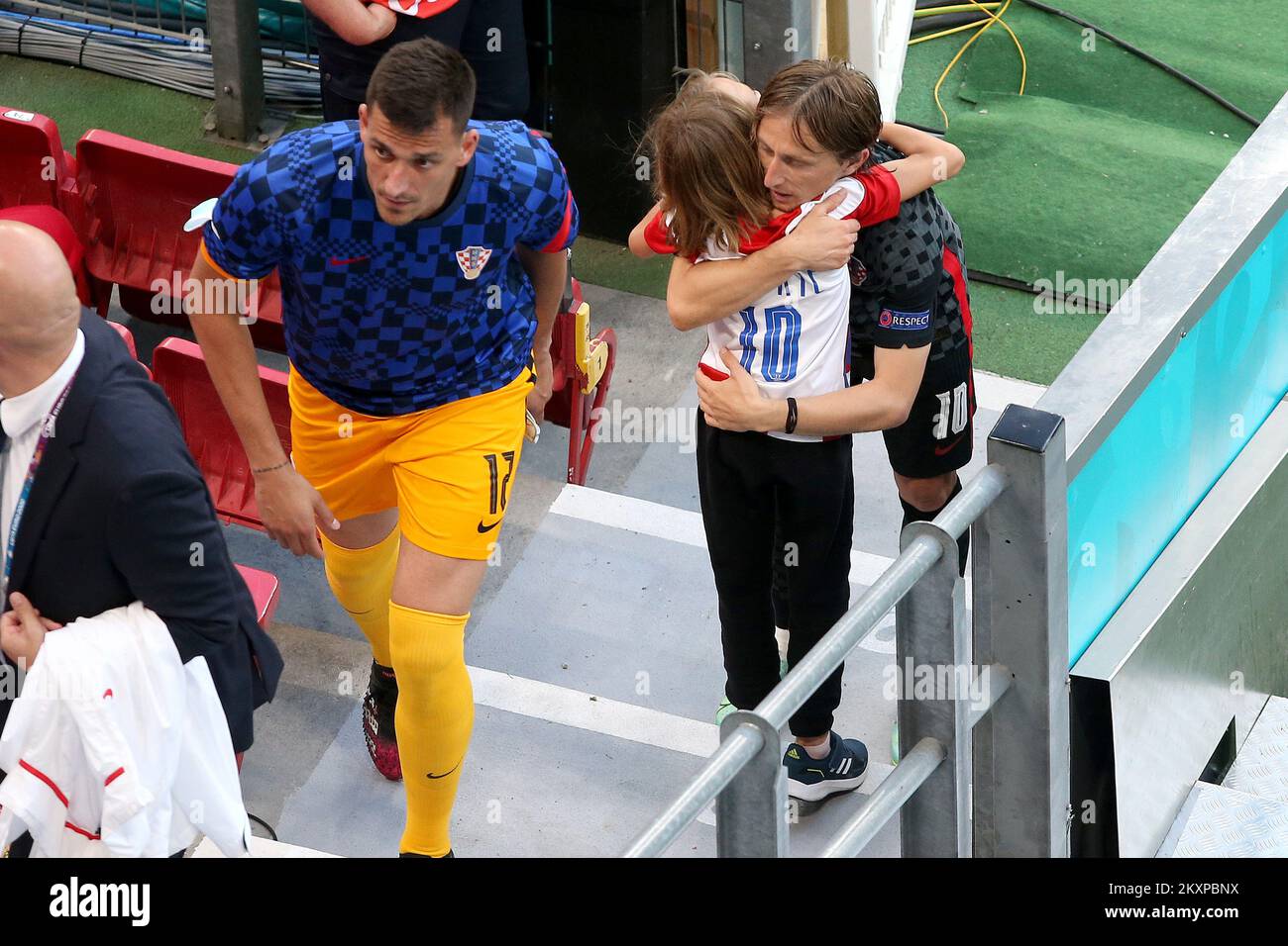COPENHAGEN, DENMARK - JUNE 28: Luka Modric of Croatia with his son ...