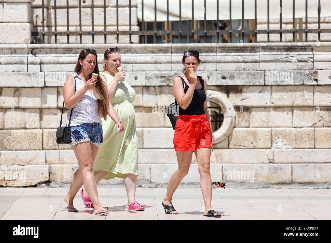 Tourists sightseeing in Zadar, Croatia on June 29, 2021. Today, Croatia ...