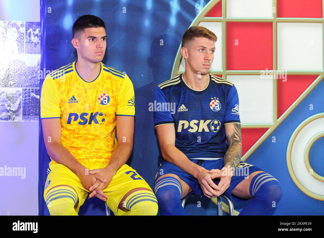 Football players of GNK Dinamo Marko Tolic and Kristijan Jakic during ...