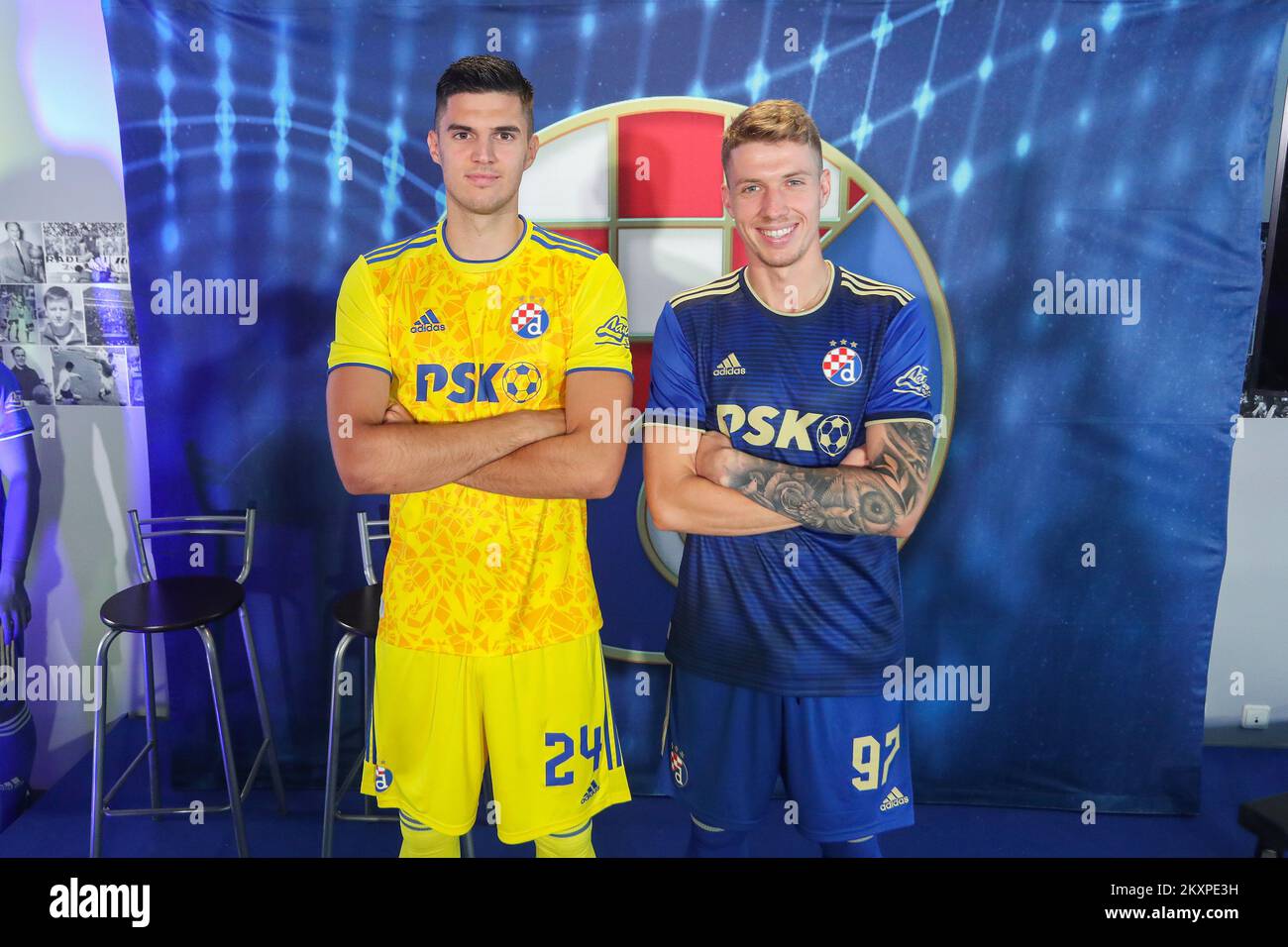 Football players of GNK Dinamo Marko Tolic and Kristijan Jakic during ...