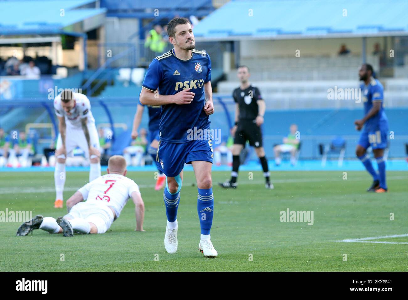 Arijan Ademi of Dinamo Zagreb celebrate a goal during UEFA Champions ...