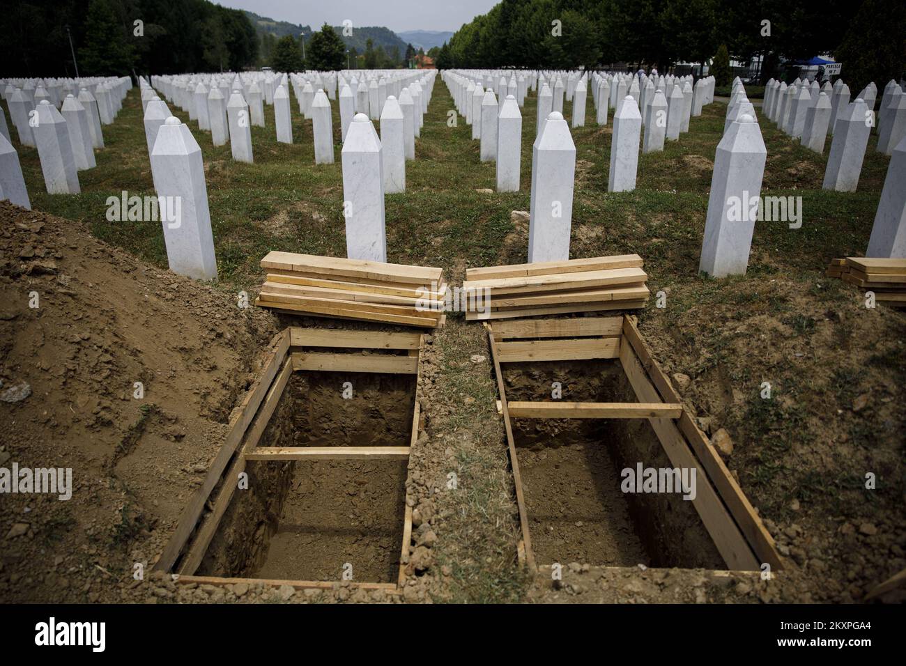 The excavation of the cemetery in which the remains of nineteen victims ...