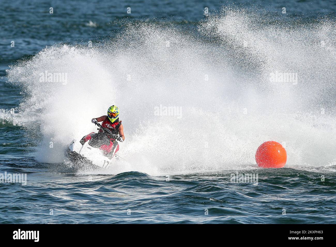 Jet ski racer competes during International competition Alpe Adria Jet ...