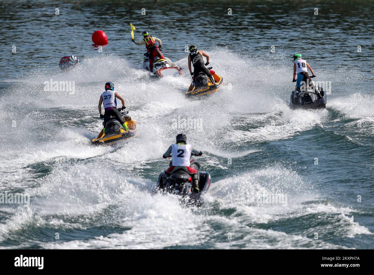 Jet ski racers compete during International competition Alpe Adria Jet Ski Tour Zagreb Croatia ...