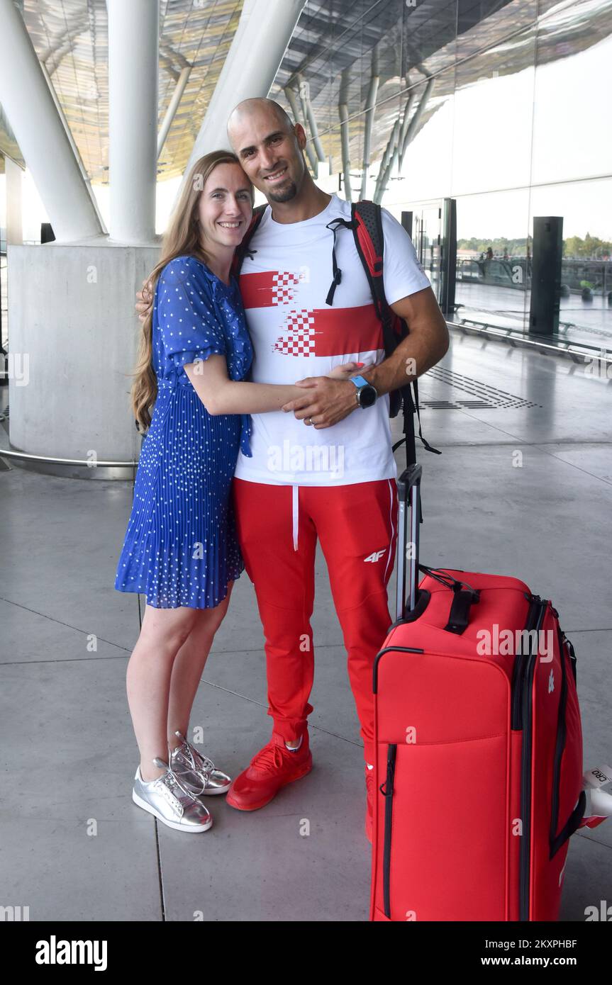 Croatian rower Martin Sinkovic with his wife Manuela pose for photo at ...