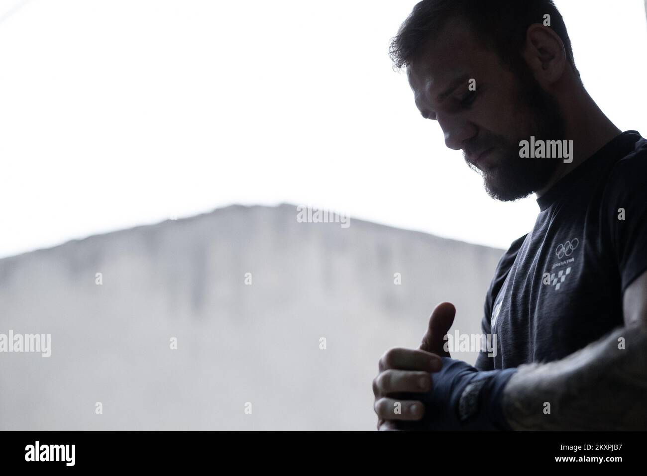 Croatian boxing champion Luka Plantic is seen during training before ...