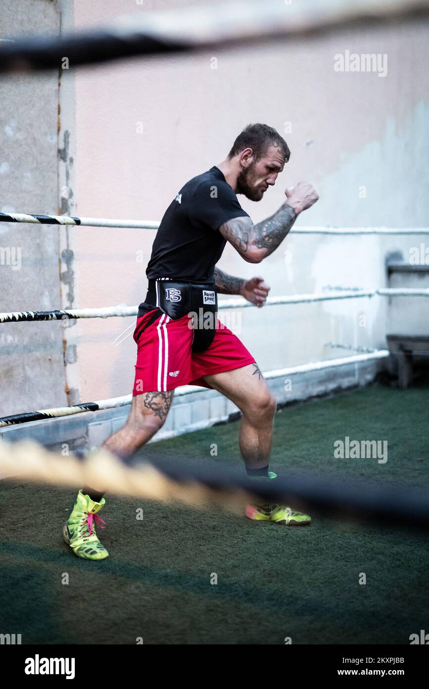 Croatian boxing champion Luka Plantic is seen during training before ...