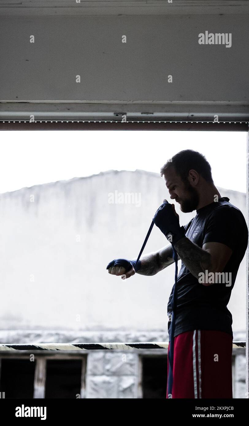 Croatian boxing champion Luka Plantic is seen during training before ...