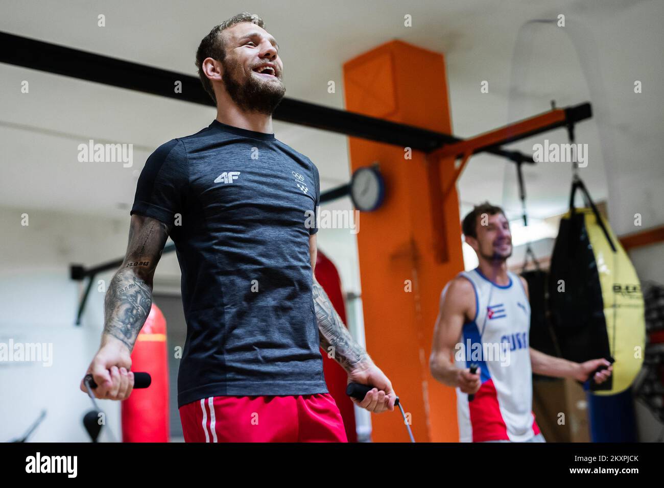 Croatian boxing champion Luka Plantic is seen during training before ...