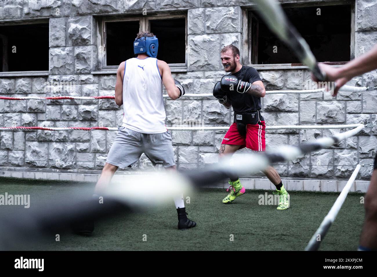Croatian boxing champion Luka Plantic is seen during training before ...
