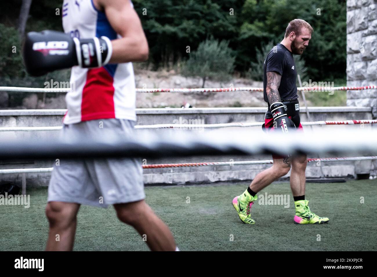 Croatian boxing champion Luka Plantic is seen during training before ...