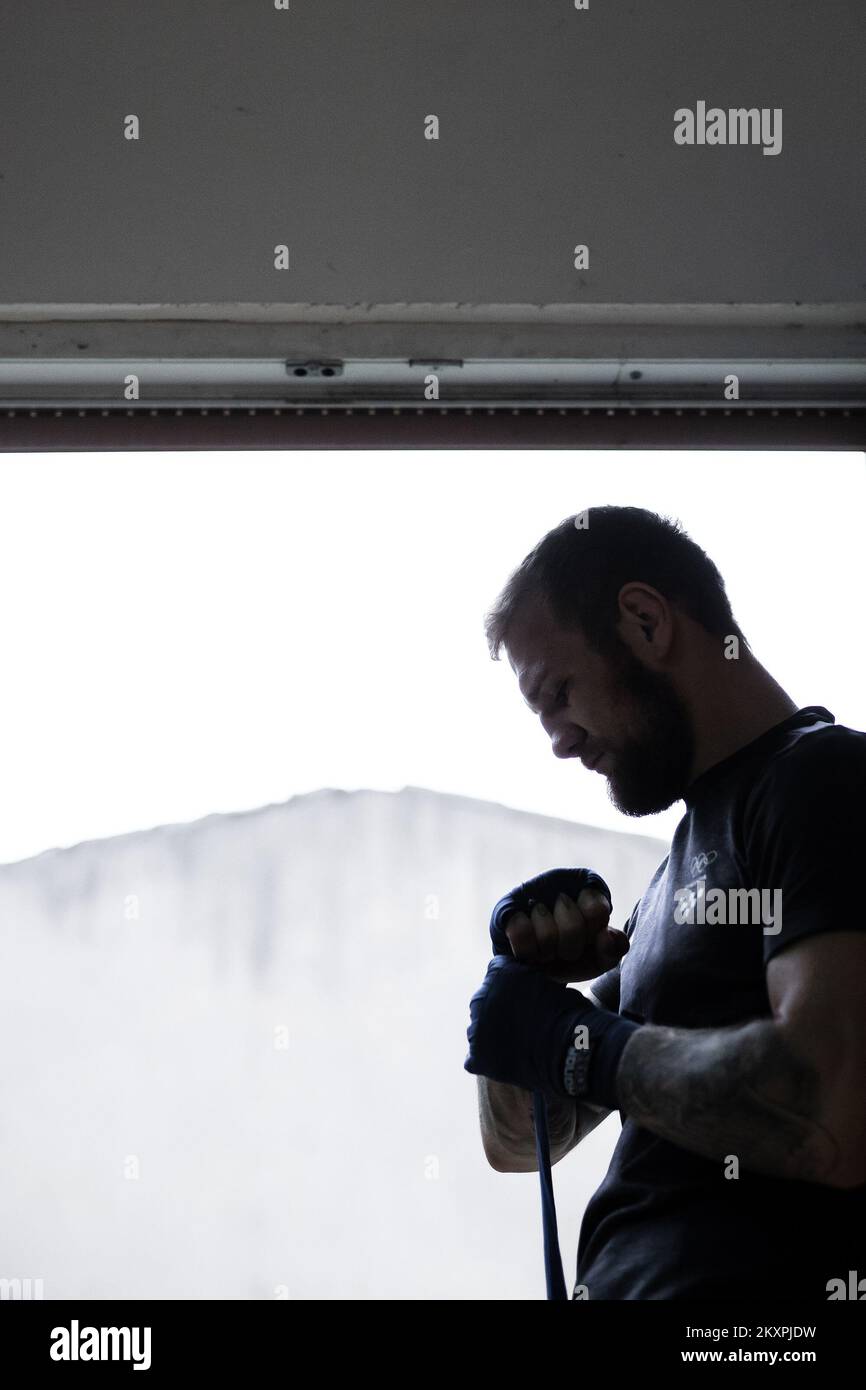 Croatian boxing champion Luka Plantic is seen during training before ...
