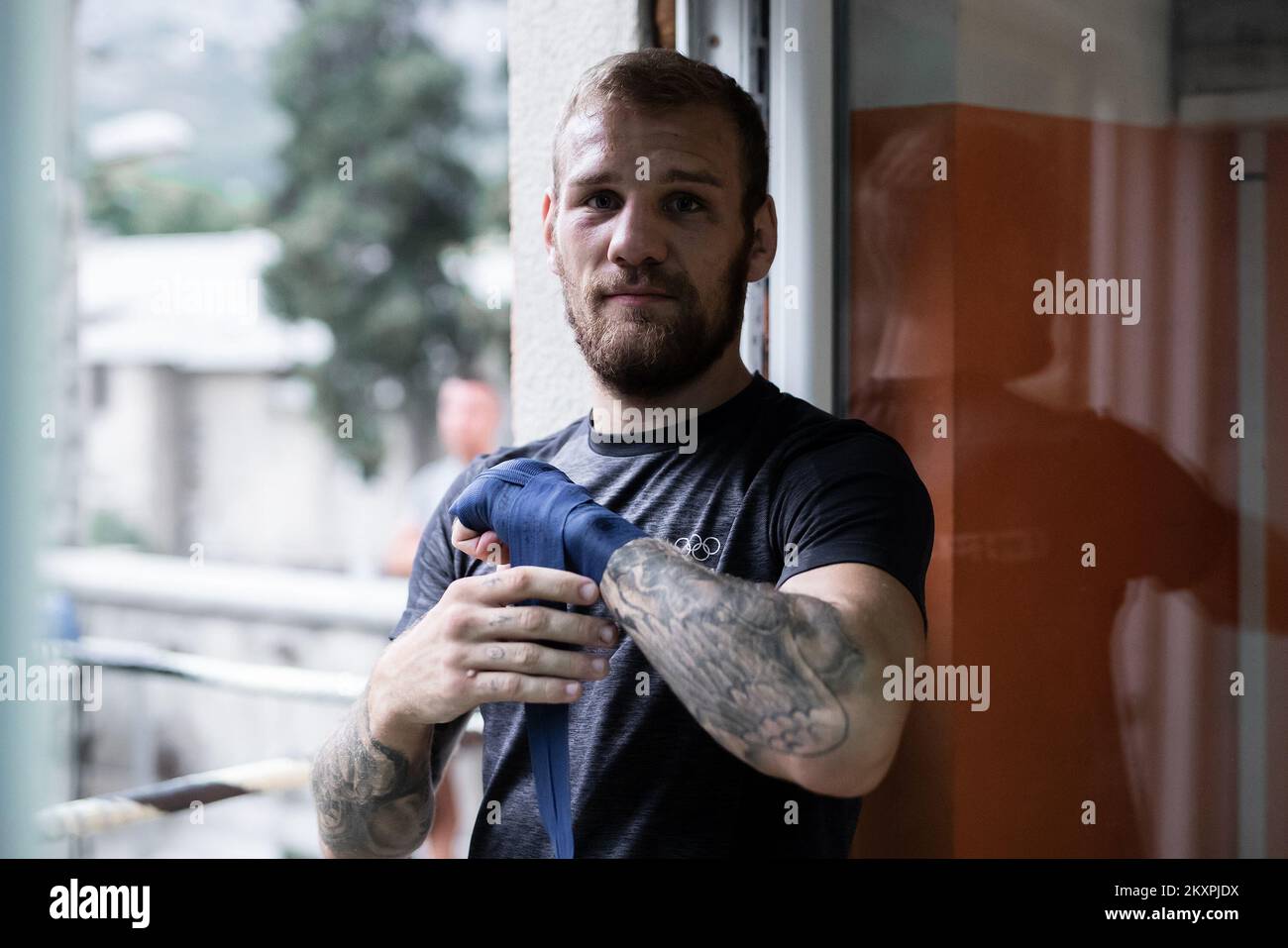 Croatian boxing champion Luka Plantic is seen during training before ...