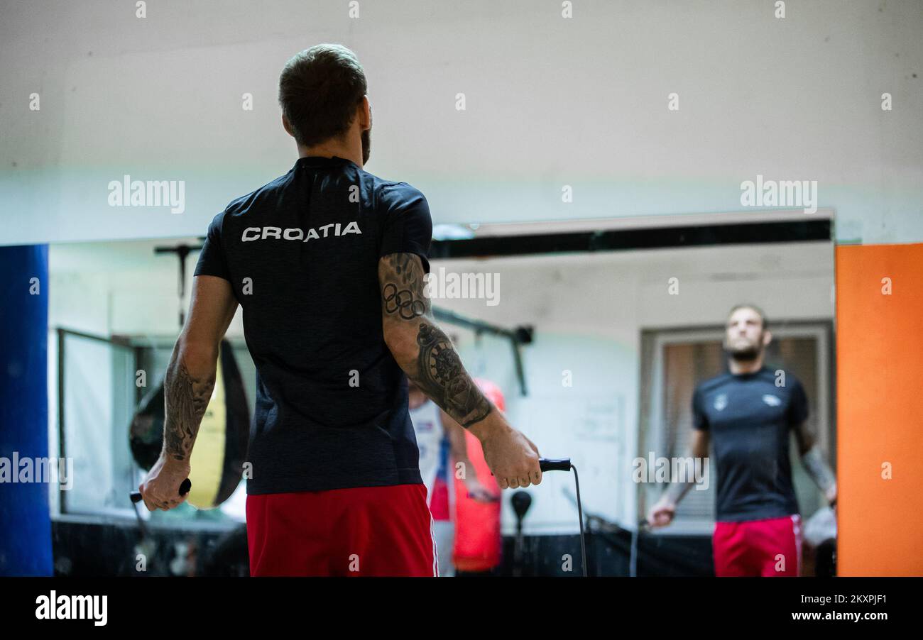 Croatian boxing champion Luka Plantic is seen during training before ...